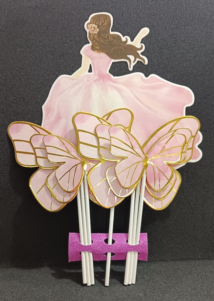 Butterfly With Girl Paper Cake Topper (pack of 7 ) – Bakingtime.in